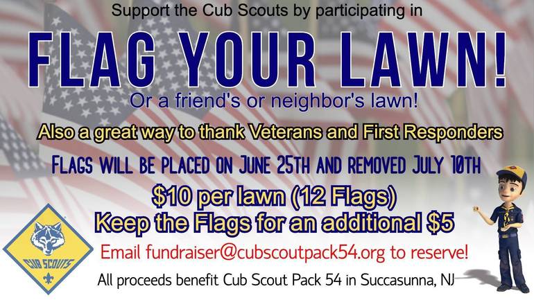 'Flag Your Lawn' Fundraiser to Benefit Roxbury Cub Scout Pack | TAPinto
