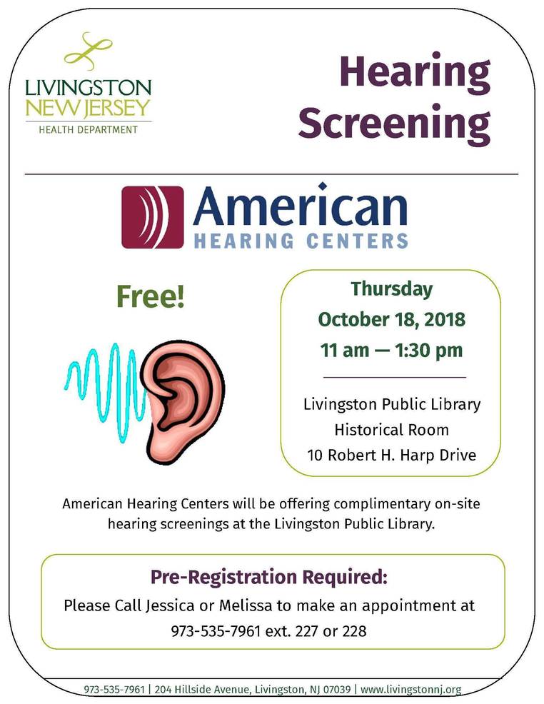 Livingston Health Department to Offer Free Hearing Screening - TAPinto