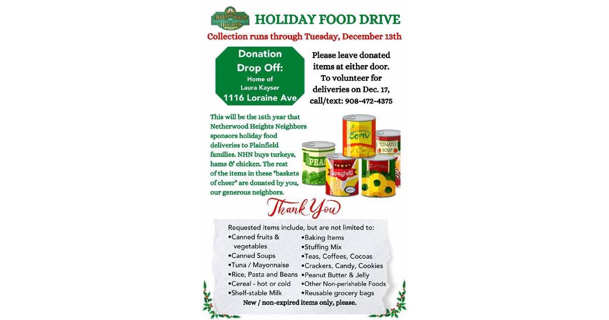 Netherwood Neighbors Holding 16th Annual Holiday Food Drive for ...