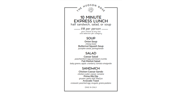 10 Minute Express Lunch Served at The Hudson Rose in Nutley Monday to ...