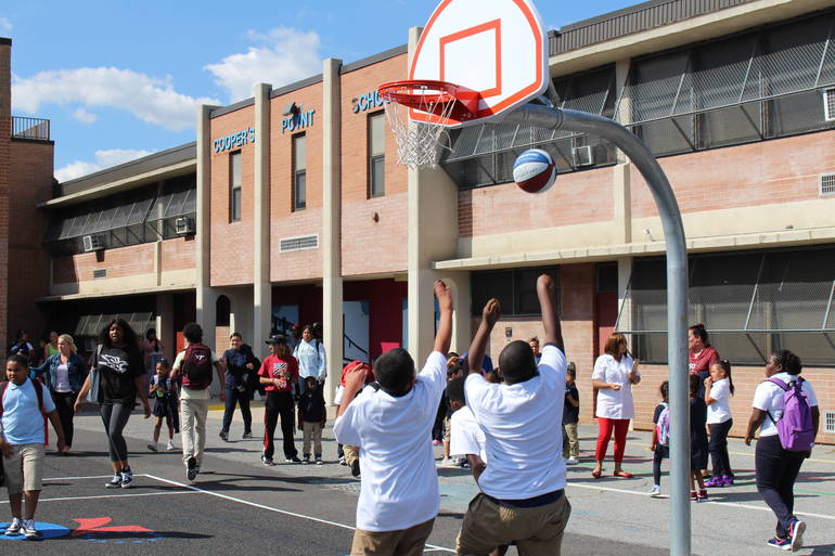 Sixers Help Unveil New Basketball Courts at Camden Cooper's Poynt ...