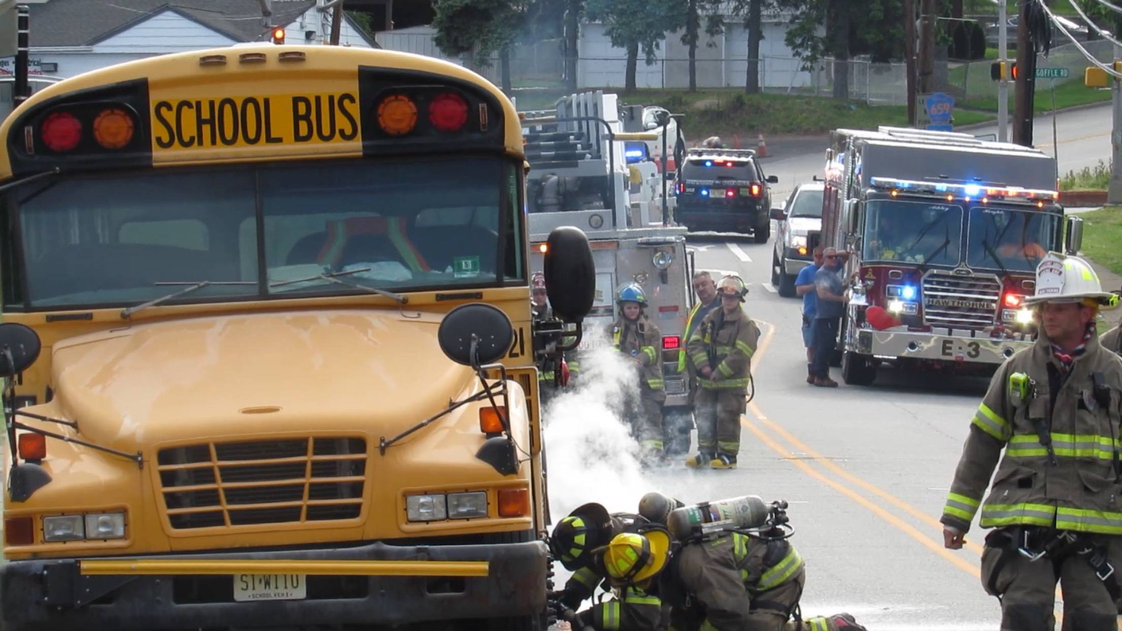 Police and Fire Department Respond to Hawthorne School Bus Fire ...