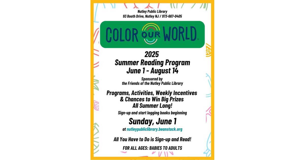 2025 Nutley Public Library Summer Reading Program Registration Starts ...