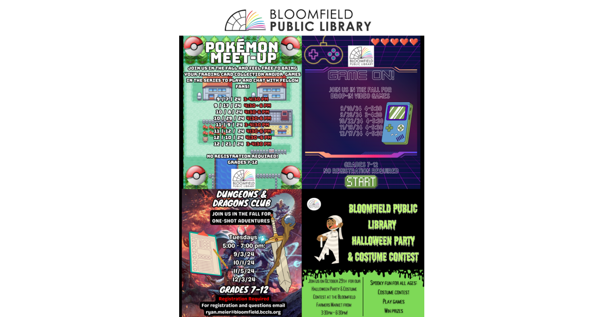 Exciting October Events at Bloomfield Public Library! | Bloomfield, NJ ...