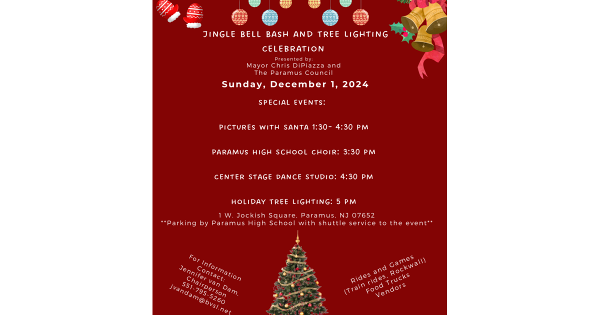 Jingle Bell Bash & Tree Lighting in Paramus: Carnival, Music, Holiday ...