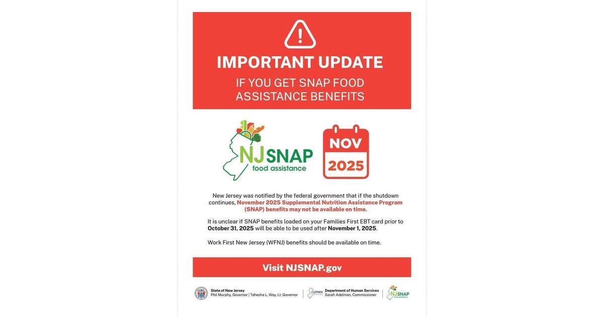 Important Notice About November SNAP Benefits | Nutley, NJ News TAPinto ...