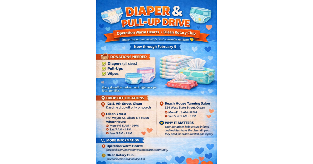 Drive for Diapers, Pull-ups, Wipes Is Underway in Olean | Greater Olean ...