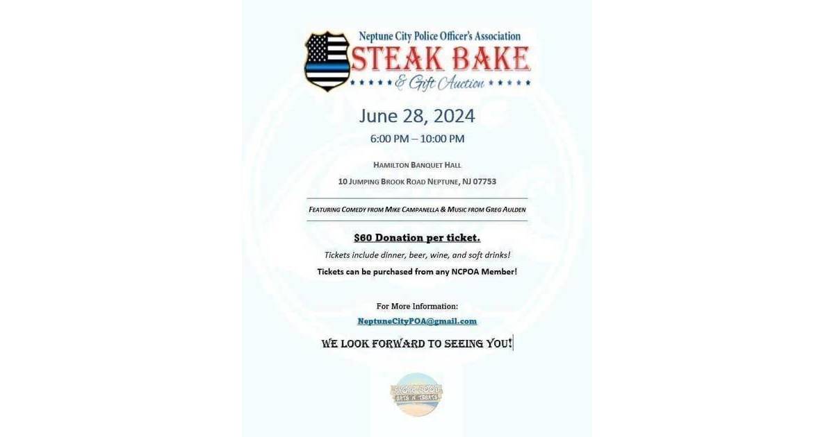 Neptune City Police Steak Bake Fundraiser Tonight; Limited Tickets ...