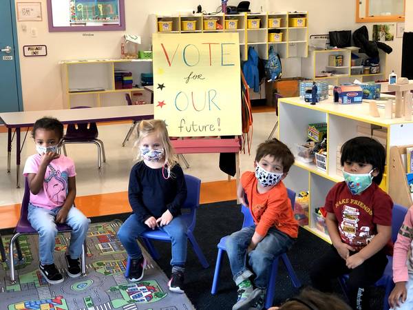 Local Preschool Participates in a Voting Campaign on Election Day ...