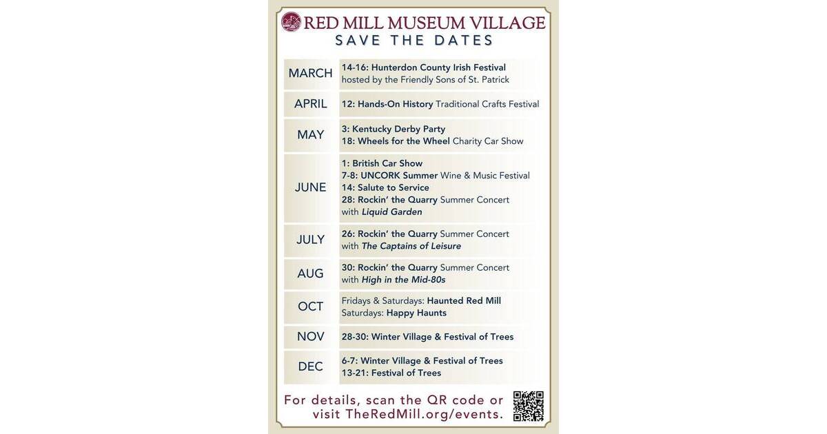 Red Mill Museum Village Announces Exciting Lineup of Events for 2025 ...