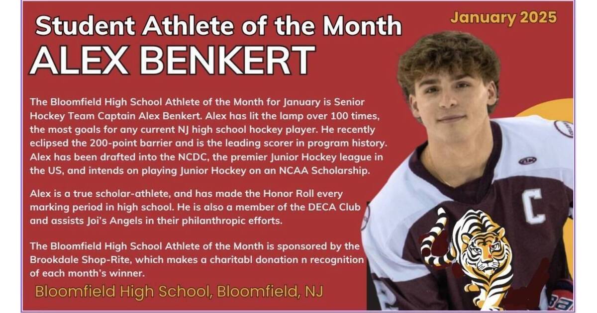 Alex Benkert Named BHS Student Athlete of the Month | Bloomfield, NJ ...