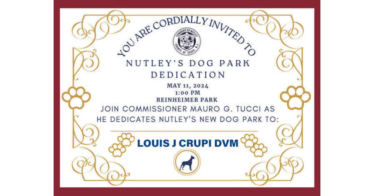 Nutley Commissioner Mauro G. Tucci & the Parks and Recreation Invites ...