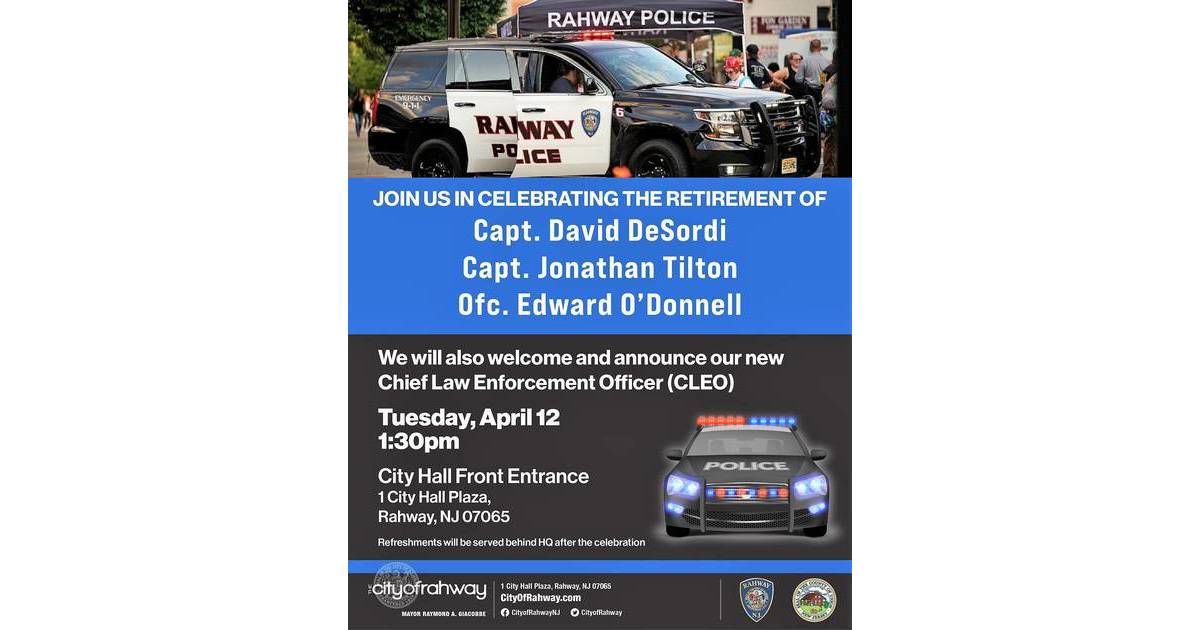 Rahway Police Department Announces Several Retirements, Welcomes New ...