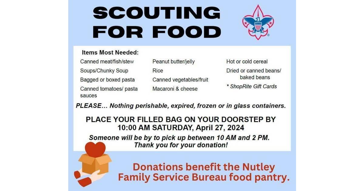 Nutley Scouts Deliver Bags for Scouting for Food 2024 | Nutley, NJ News ...