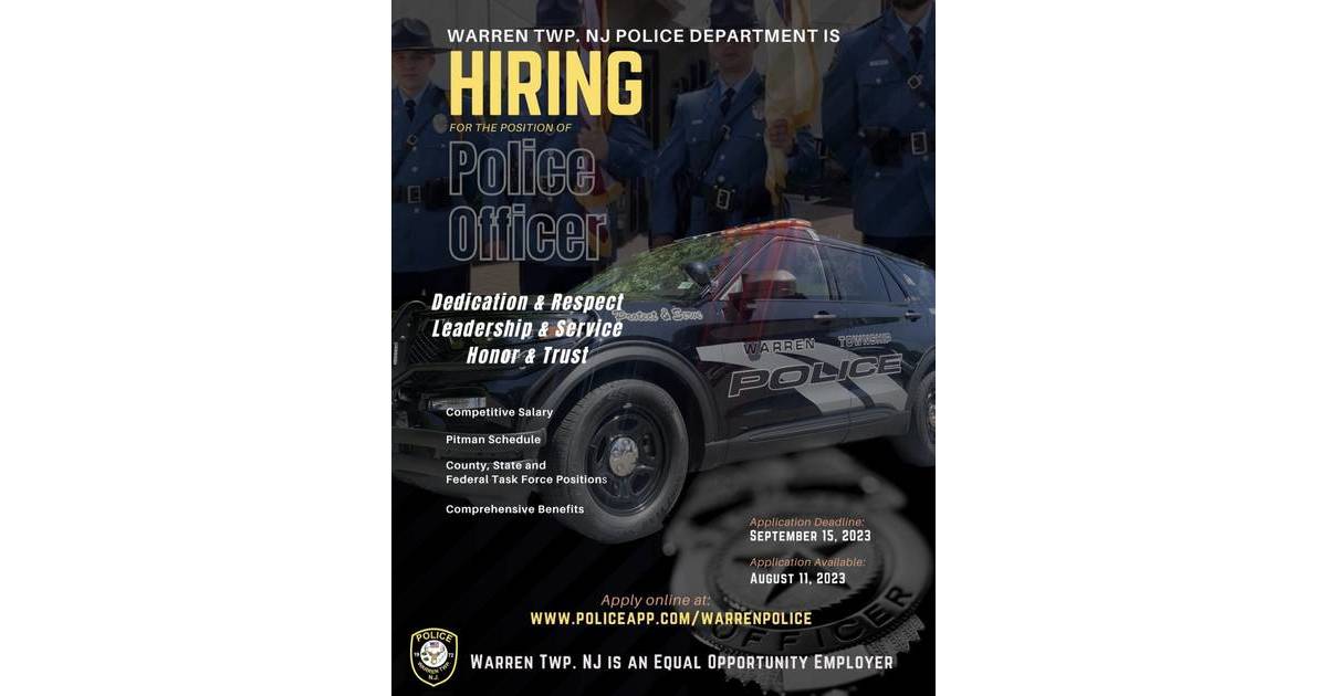 Warren Police are Hiring! | Warren, NJ News TAPinto | TAPinto