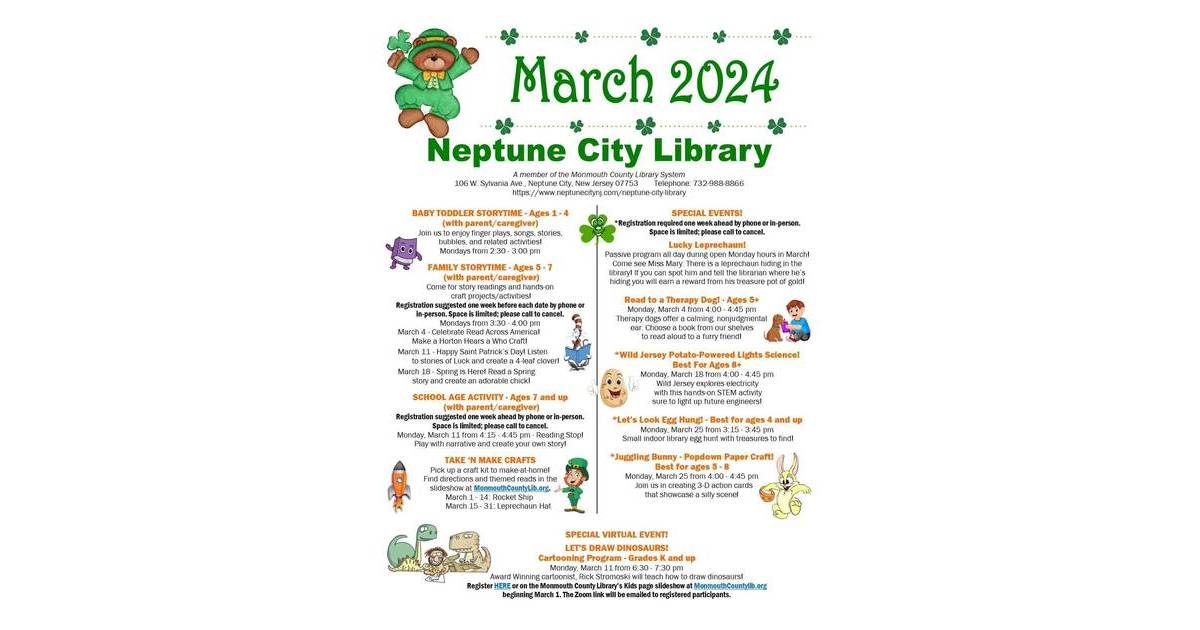 Neptune City Library announces March events | Neptune/Neptune City, NJ ...