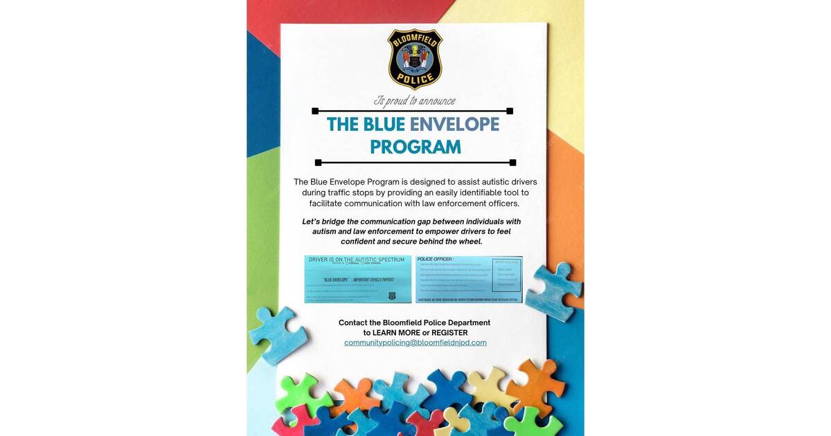 Bloomfield Police Launches Blue Envelope Program for Drivers on the Autism Spectrum | Bloomfield ...