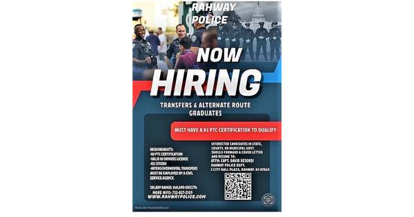 The Rahway Police Department is Hiring | Rahway, NJ News TAPinto | TAPinto