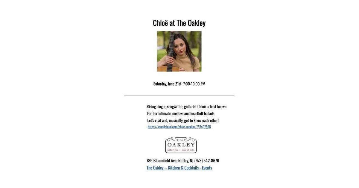 Singer Songwriter Guitarist Chloe Returns to the Oakley Saturday Night ...