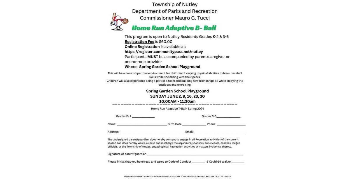 Nutley Parks & Rec Home Run Adaptive B-Ball Registration Now Open ...