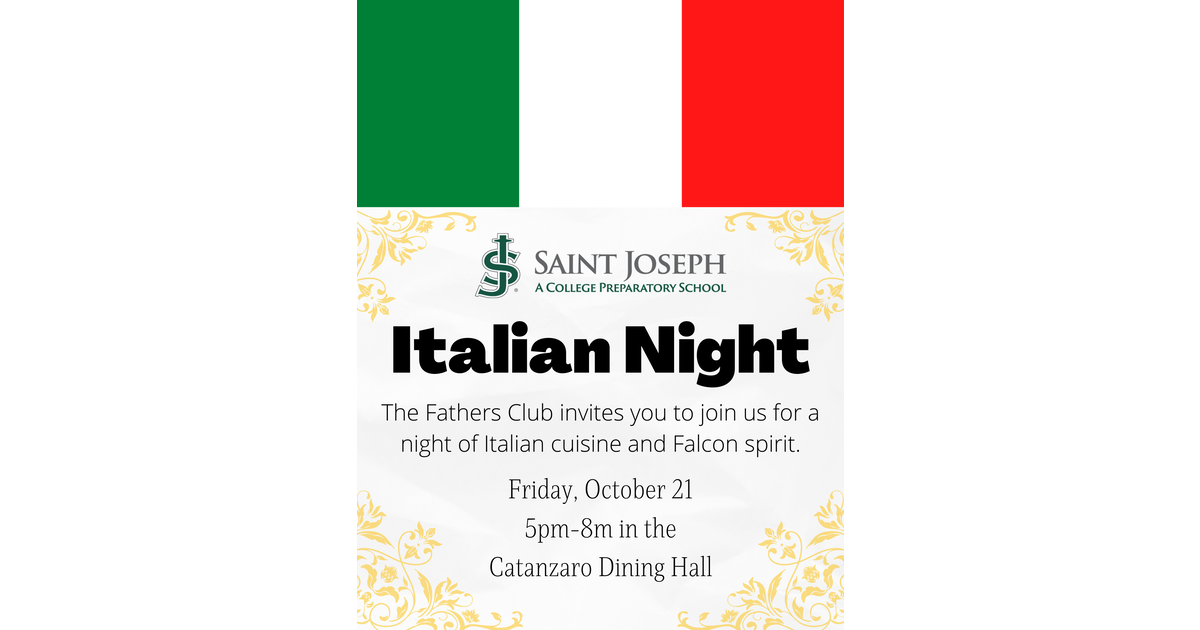 Saint Joseph Fathers Club Announces Italian Night | Bridgewater/Raritan ...