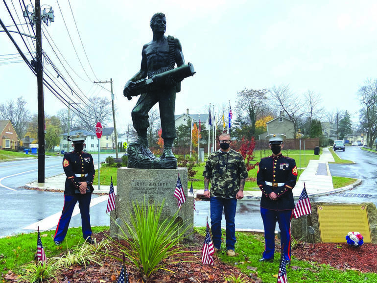 Marines Spread Iwo Jima Sand at Basilone Memorial | TAPinto