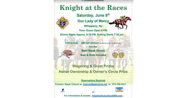 Knights of Columbus to Host a 'Knight at the Races' at Our Lady of ...