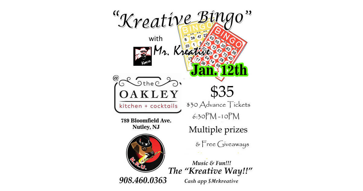 Kreative Bingo Debuts at the Oakley in Nutley Thursday | Nutley, NJ ...
