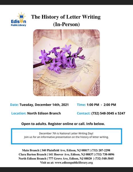 Edison Library Program: The History of Letter Writing (In-Person ...