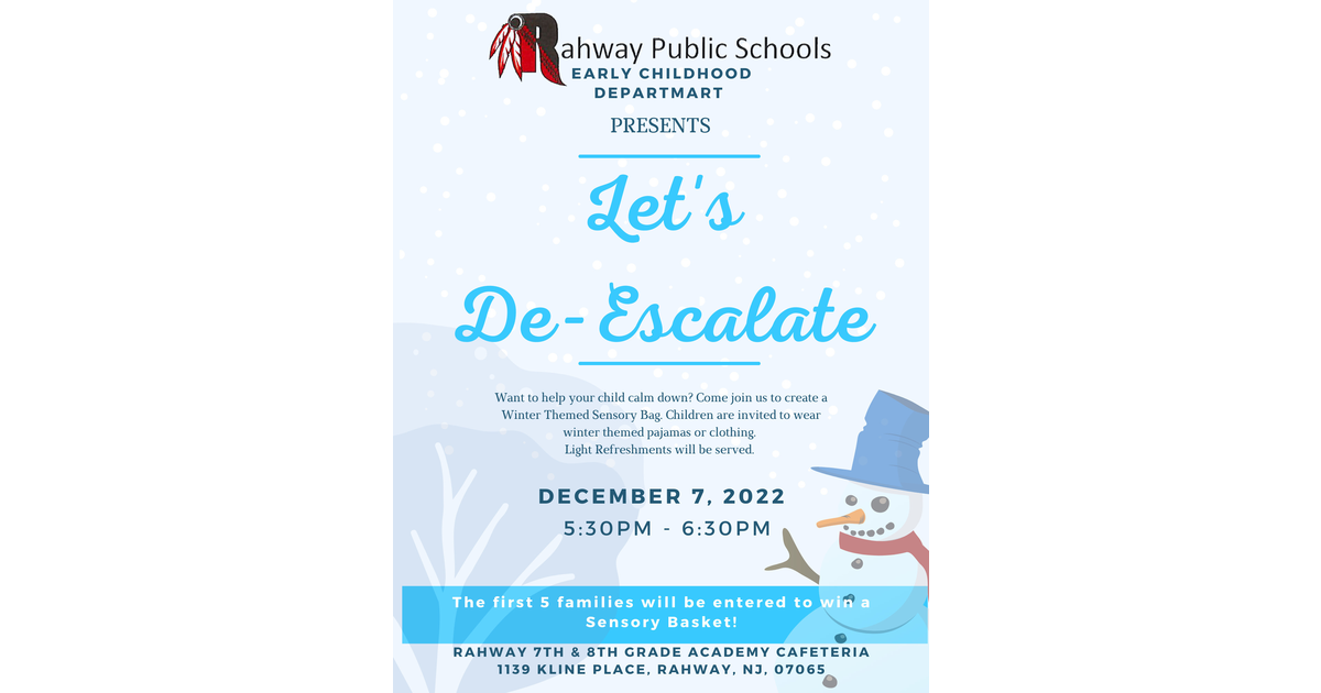 Rahway's Early Childhood Program's 'De-Escalate' Workshop Set for Dec ...