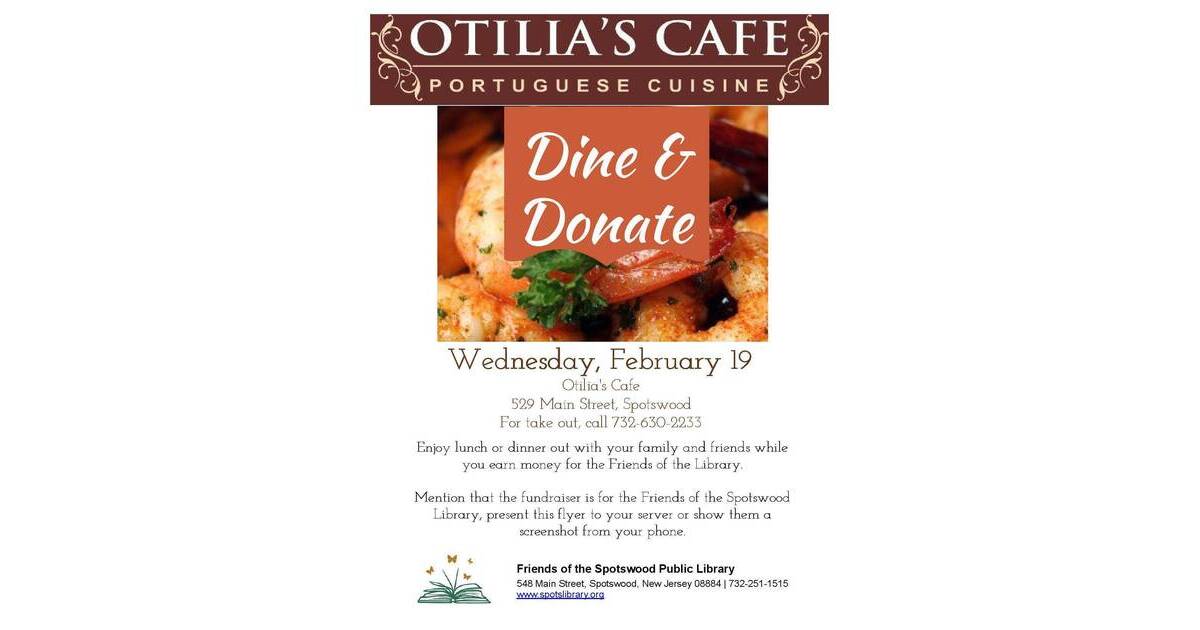 Friends of Spotswood Public Library Hosting February Dine-to-Donate ...