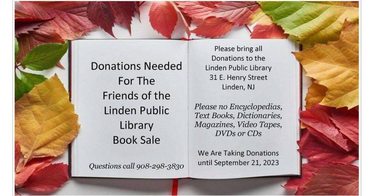 Come out and Support Friends of Linden Public Library Book Sale ...