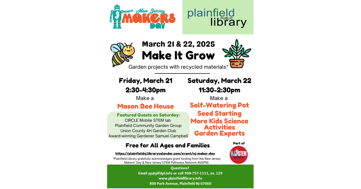 Plainfield Public Library Celebrates NJ STEM Month with a Two-Day ...