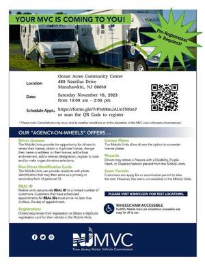 MVC "Mobile on Wheels" Coming to Ocean Acres Community Center November ...