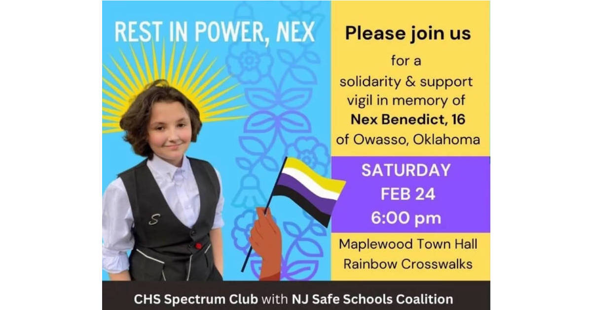 Students and Advocates to Hold Vigil in Honor of Nex Benedict, Non ...