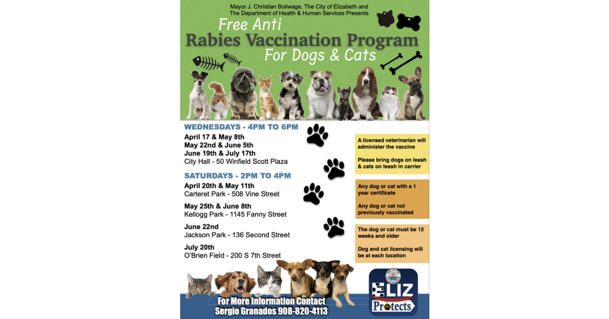 City of Elizabeth Announces Free Rabies Vaccination Program For Dogs ...