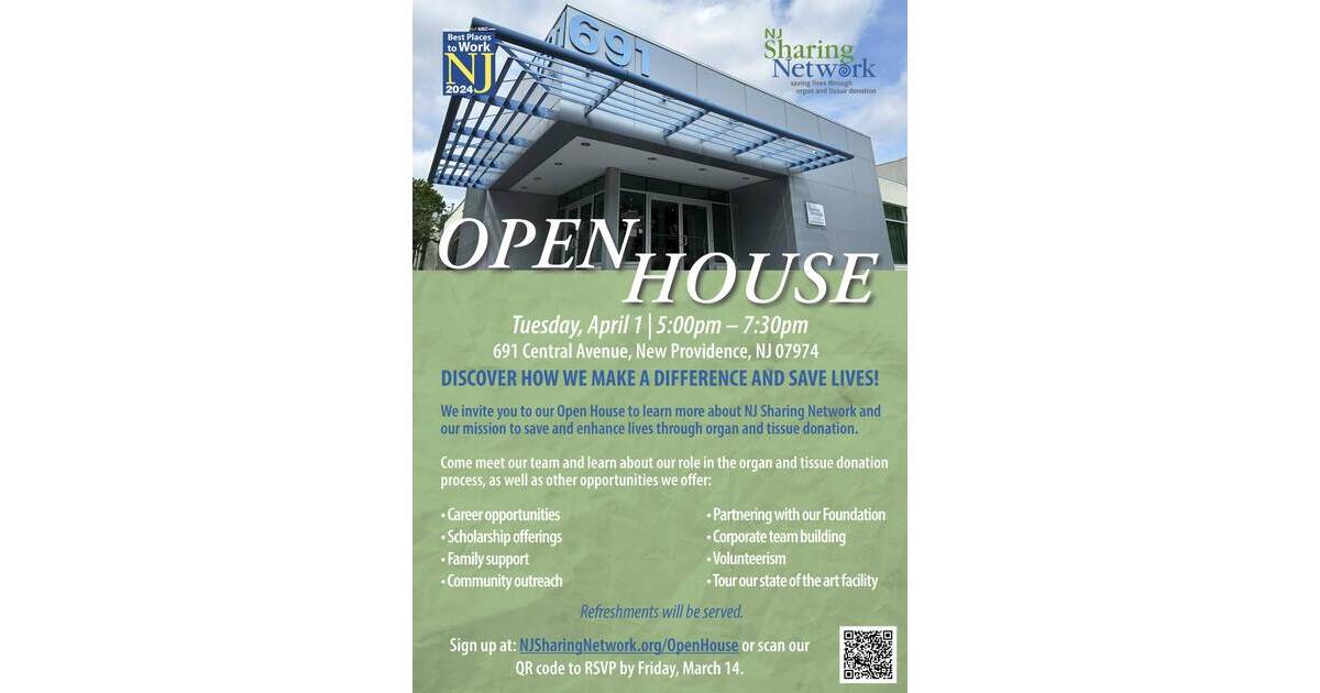 Experience NJ Sharing Network’s Lifesaving Mission: Open House Set for ...