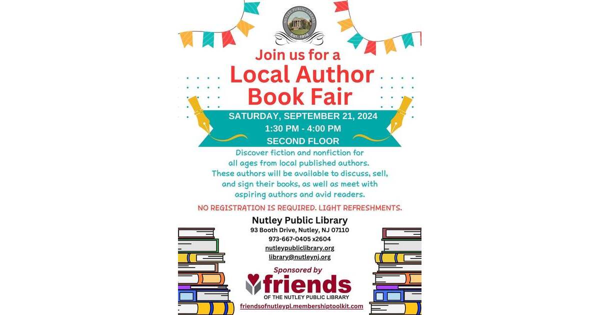 Nutley Public Library Will Host Local Author Book Fair on Sept. 21 ...