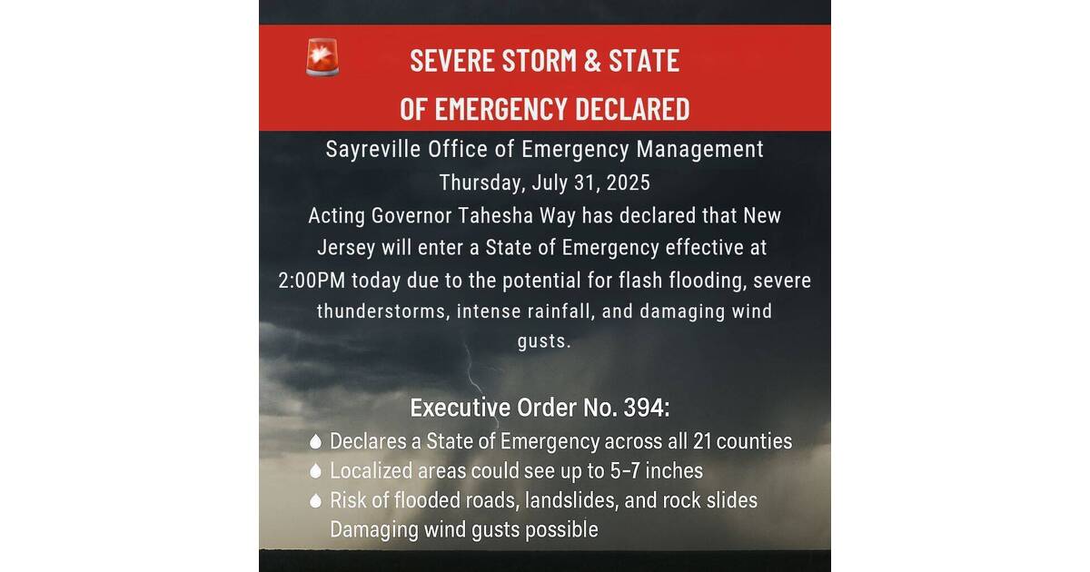 Sayreville, South Amboy & Middlesex County Under State of Emergency ...
