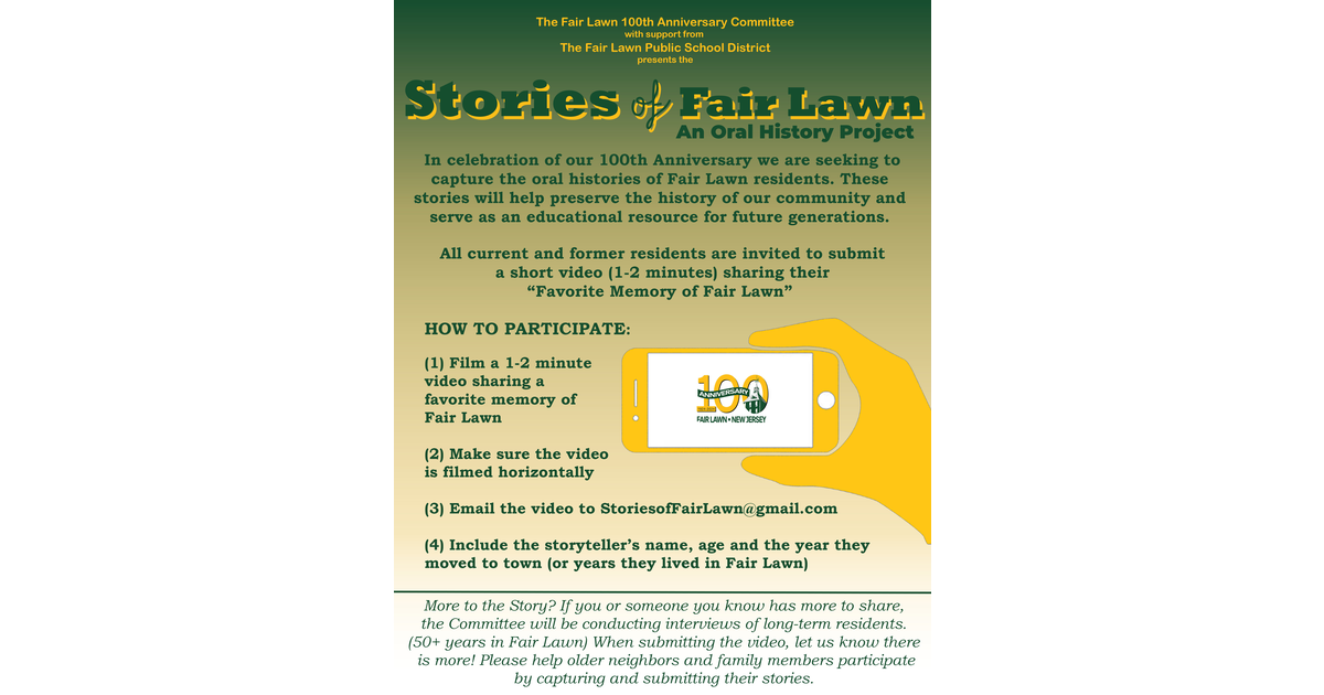 Let's School Our Residents on its History with "Stories of Fair Lawn ...