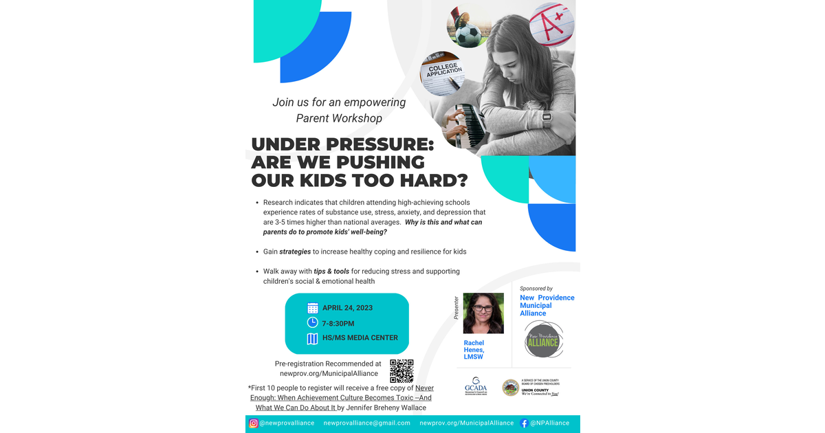 Parent Workshop: Under Pressure - Are We Pushing Our Kids Too Hard ...