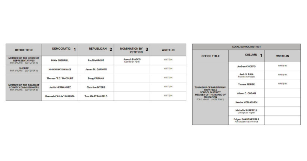 Parsippany Sample Ballot and Voting Locations | Parsippany, NJ News ...
