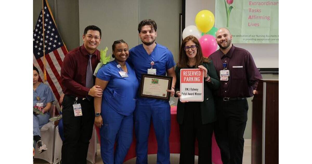 RWJUH Rahway Presents 2025 Petal Award to Noah Lynch | Linden, NJ News ...