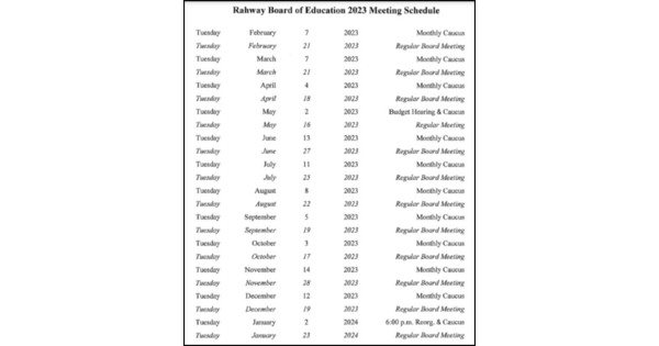 Rahway Board of Education Approves 2023 Meeting Schedule | Rahway, NJ ...