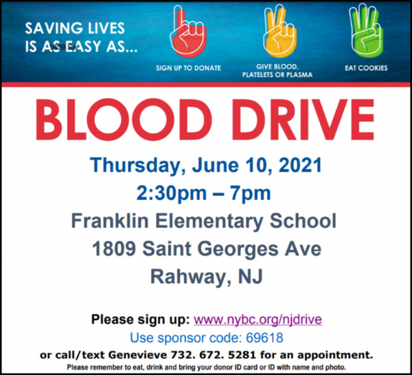 Another Blood Drive in Rahway, Organized by Franklin Elementary School ...
