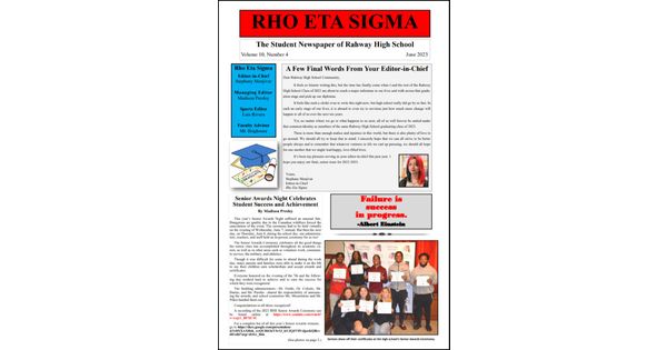 Rahway High School Puts Out Final Issue of Student Newspaper for the ...