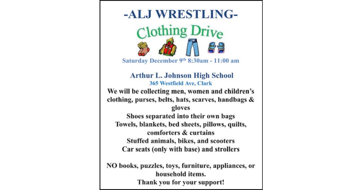 ALJ Wrestling Team Holding Clothing Drive This Saturday | Clark, NJ ...