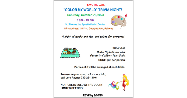 Trivia Night Coming to Rahway's St. Thomas Church in October | Rahway ...