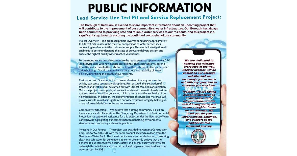 Red Bank Releases Information for Lead Service Line Test Pit and ...