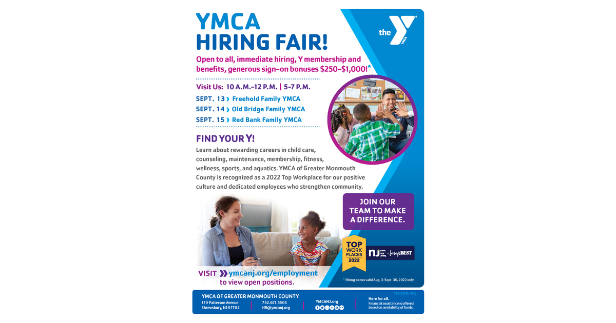 Hiring Fair! YMCA Hiring All Ages to Support Healthy Minds and Bodies ...